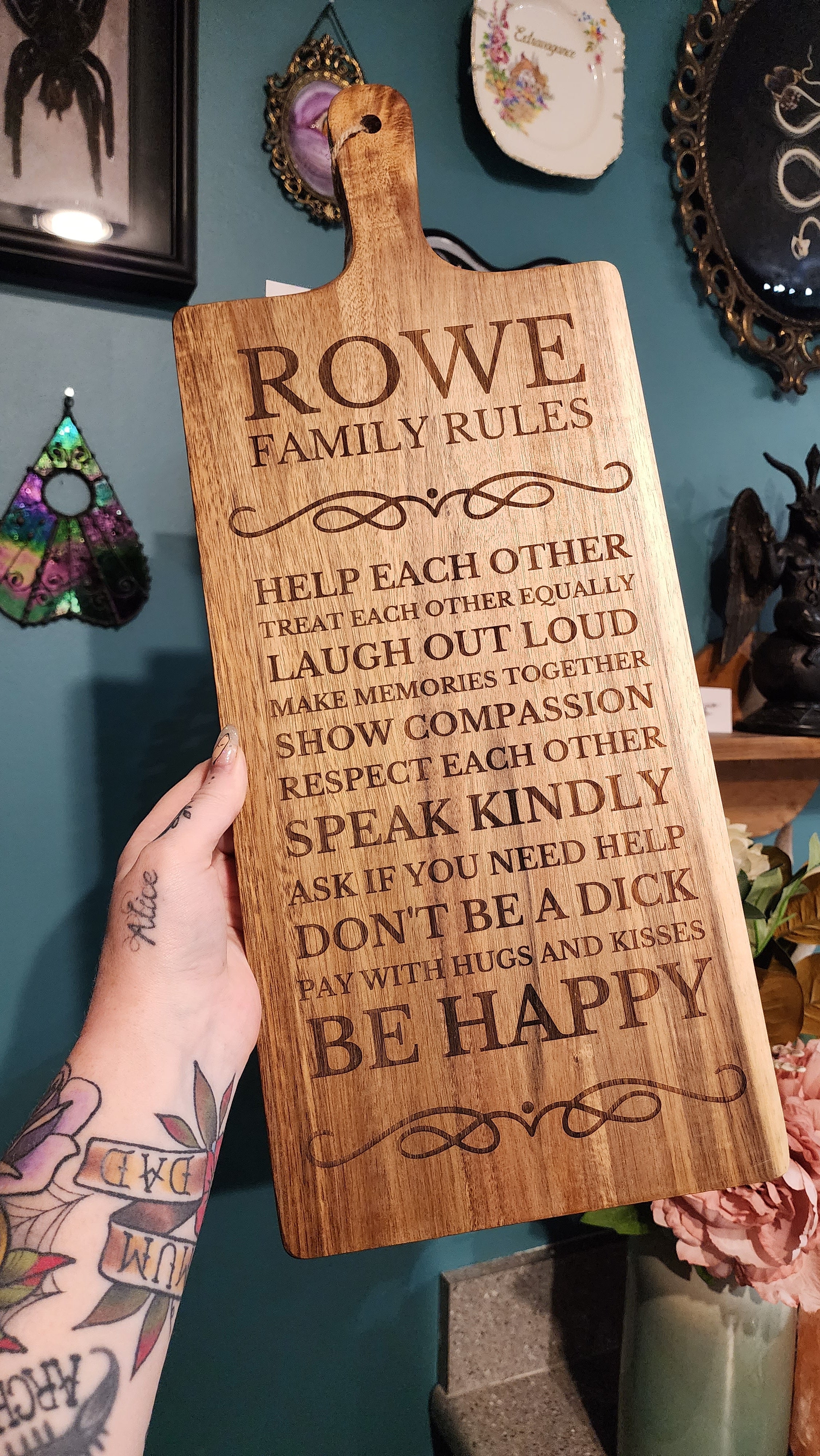 Custom Family Rules Kitchen Board – Cursive Craft