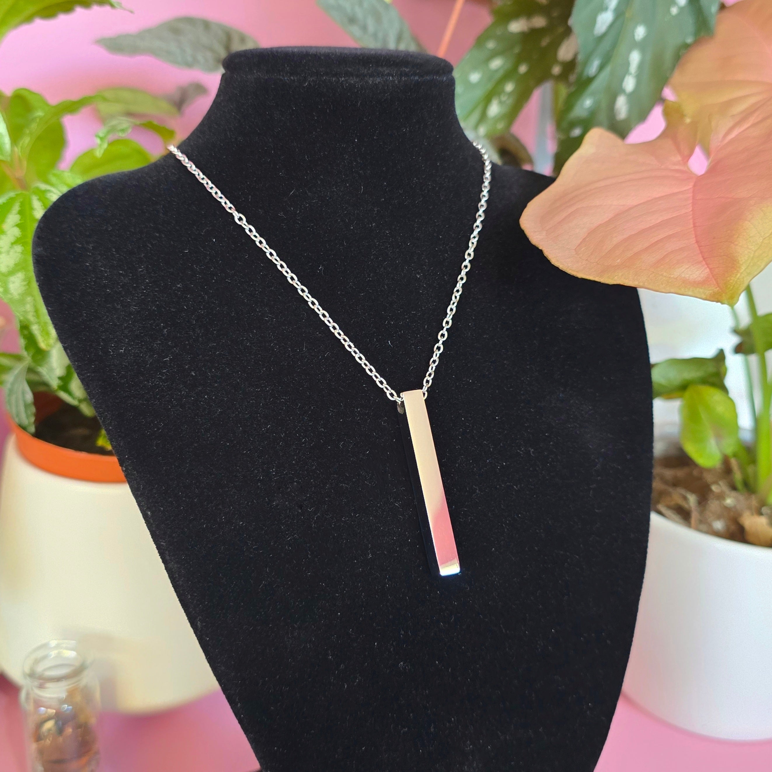 Custom Vertical Bar Pendant Necklace – Cursive Craft