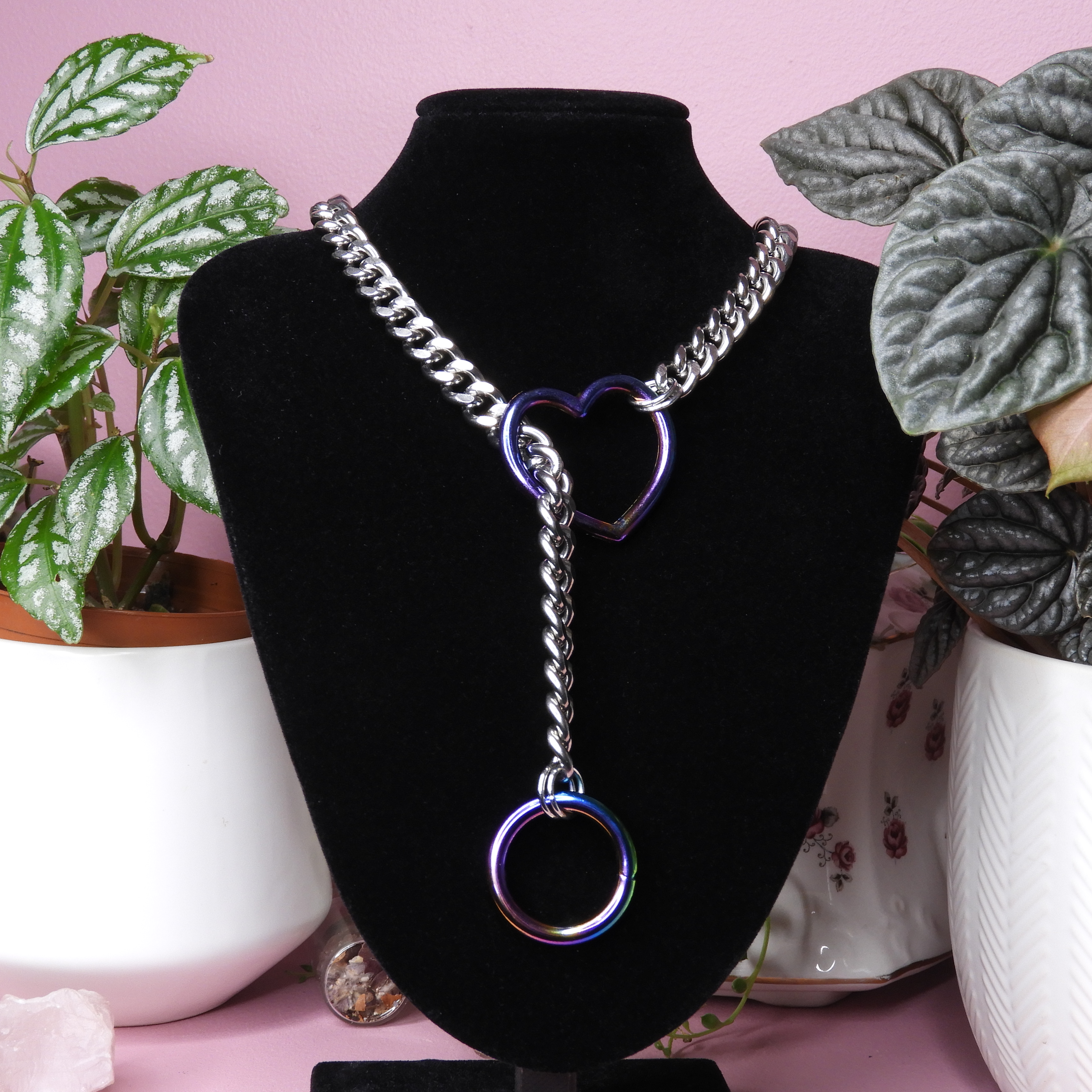 Oil Slick Heart Slip Chain - Silver – Cursive Craft